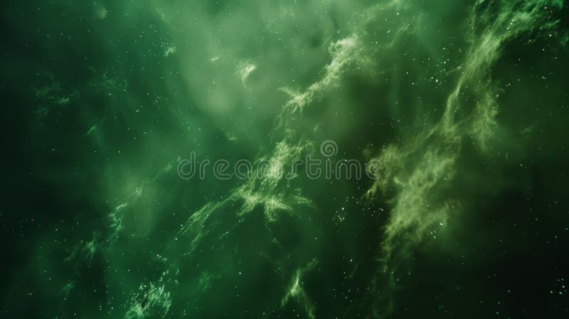 Emerald Nebula Galaxy: Green Space Cloudscape Background Stock ...