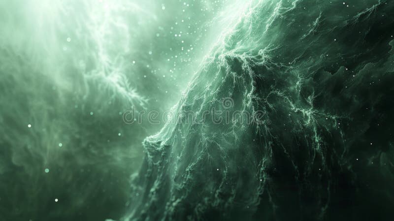 Emerald Nebula Space Cloud - Cosmic Abstract Background Texture Stock Illustration ...