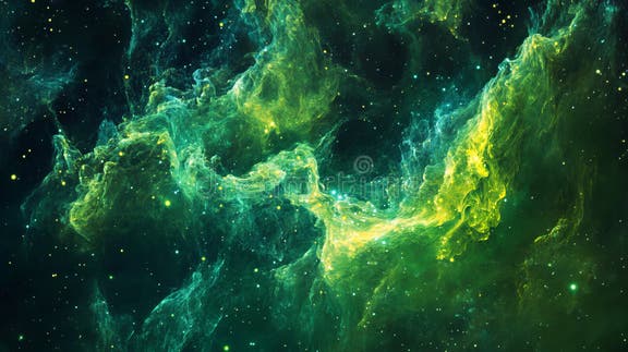 Emerald Nebula Spacescape stock illustration. Illustration of wallpaper ...