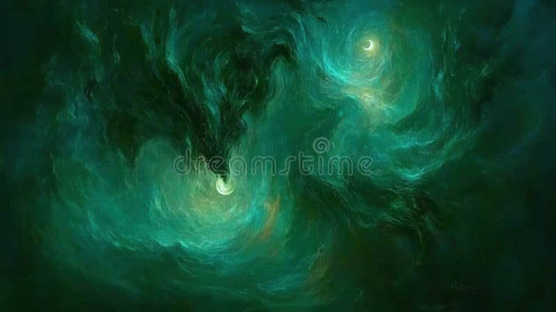 Emerald Galaxy Abstract Nebula Space Background Cosmic Clouds Stars ...