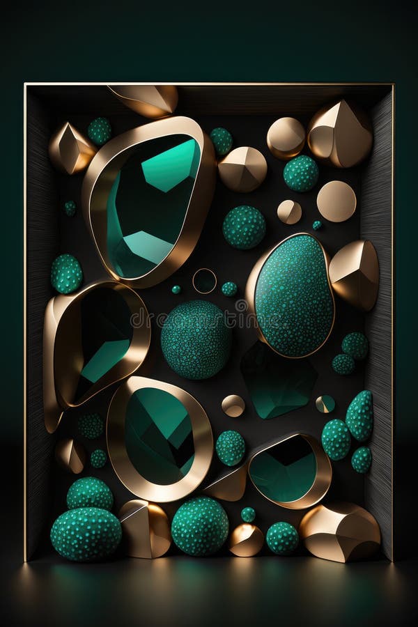 Emerald Night and Bronze Pebbles Podium, Empty Showcase for Packaging ...
