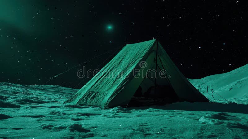 Emerald Night Camping Under a Starry Sky with a Comets Glow Stock Image ...