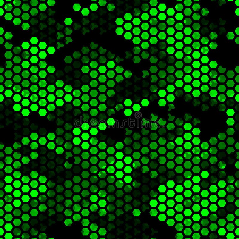 Emerald Pattern of Triangles, Hexagons, Squares. Lime, Green, Black ...