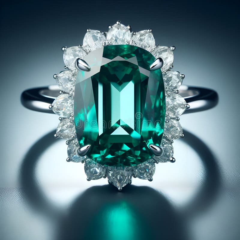 Emerald Ring Reflects Light and Sparkles Beautifully. Stock ...