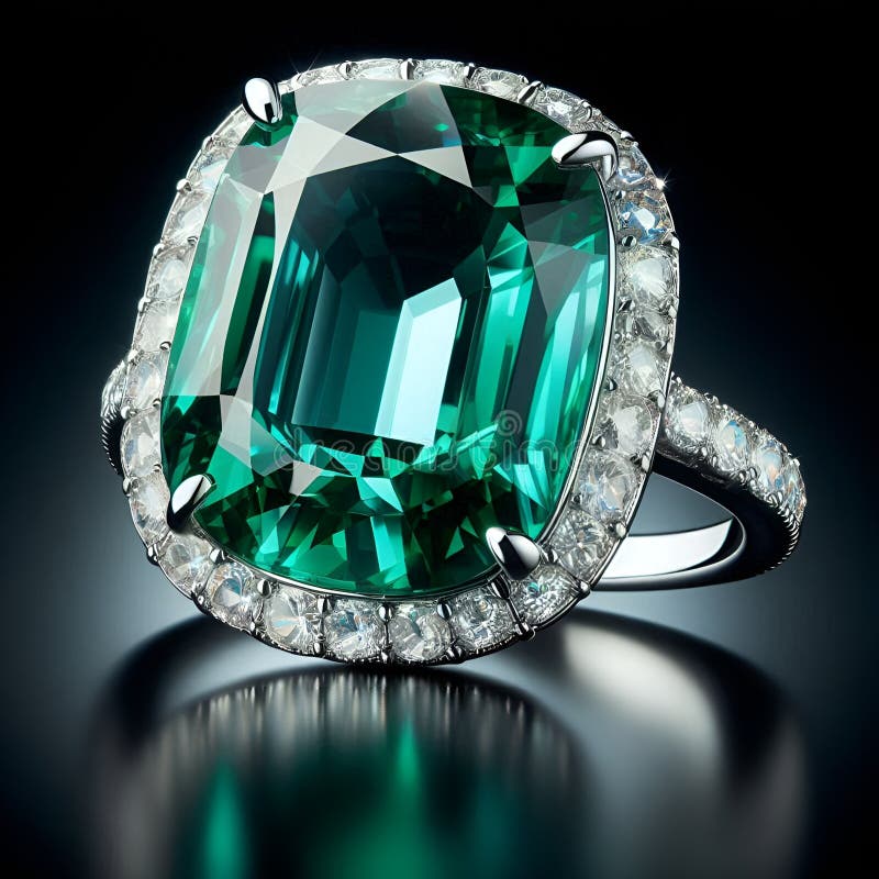 Emerald Ring Reflects Light and Sparkles Beautifully. Stock ...