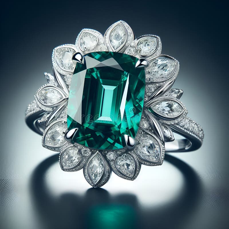 Emerald Ring Reflects Light and Sparkles Beautifully. Stock ...
