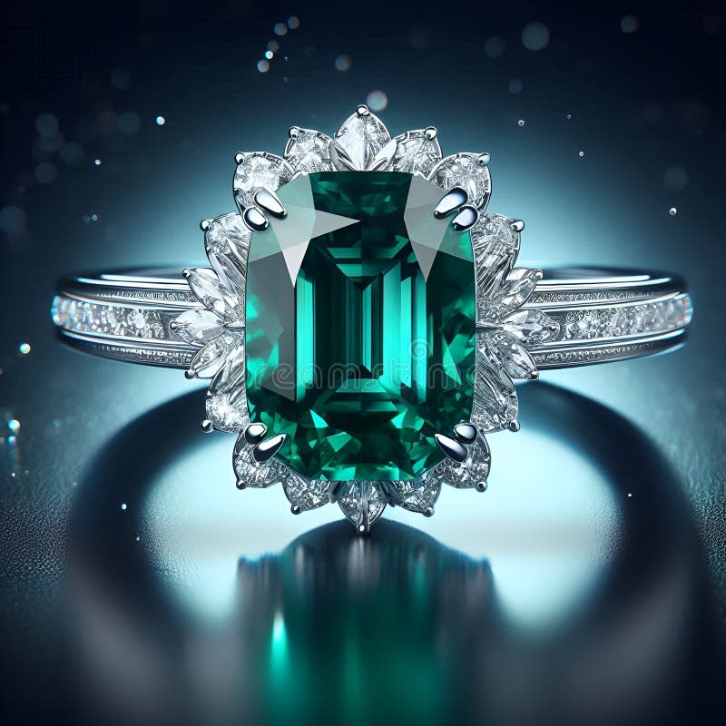 Emerald Ring Reflects Light and Sparkles Beautifully. Stock ...