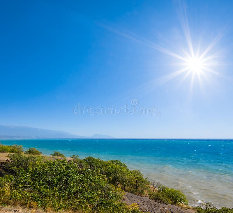 Sea Cape at the Hot Summer Sunny Day Stock Image - Image of light ...