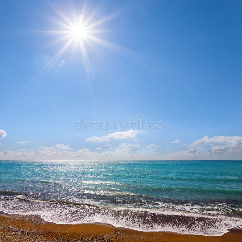 Sea Sandy Beach at Summer Sunny Day Stock Image - Image of nature ...