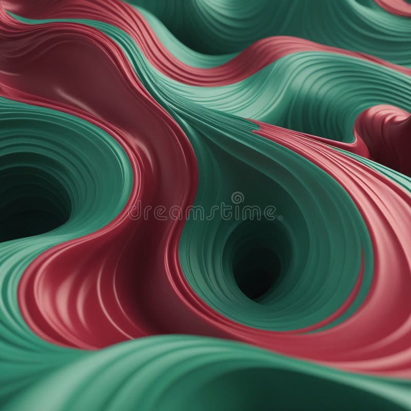Emerald Swirls and Ruby Waves Abstract 3D Render in 8K UHD Stock ...