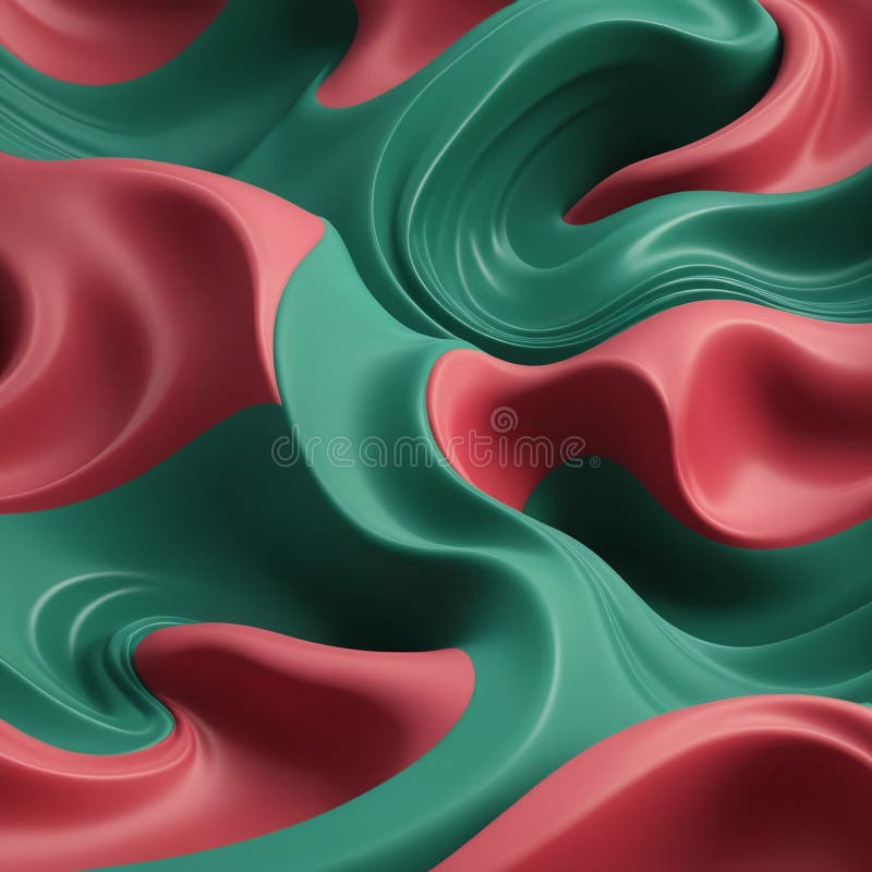 Emerald Swirls and Ruby Waves Abstract 3D Render in 8K UHD Stock ...