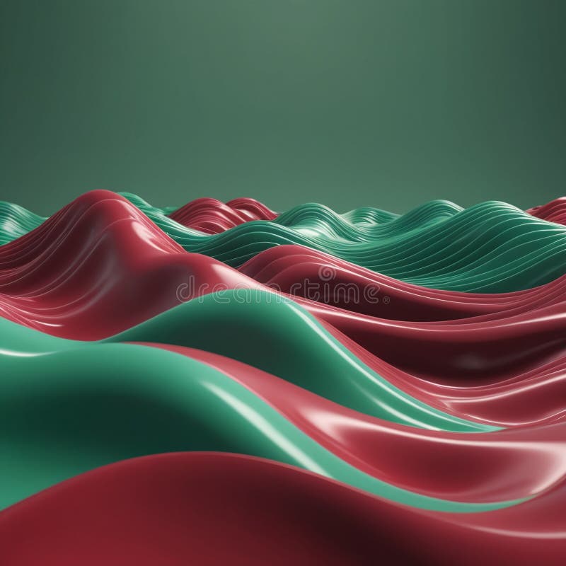 Emerald Swirls and Ruby Waves Abstract 3D Render in 8K UHD Stock ...