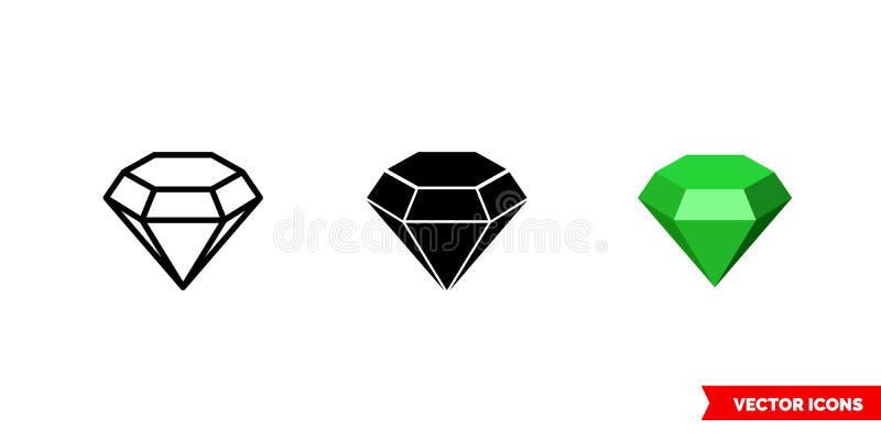 Emerald Symbol Icon of 3 Types Color, Black and White, Outline ...