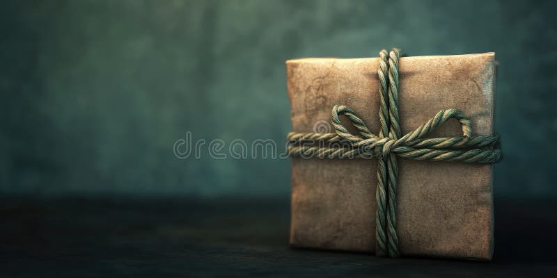 Emerald Treasure: a Rustic Gift Box Wrapped in Deep Green Paper and ...