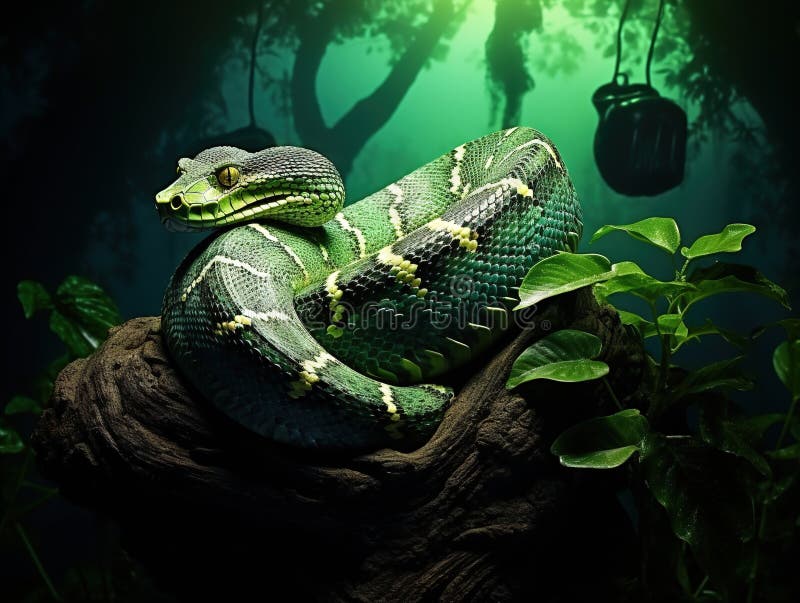 Ai Generated Illustration Wildlife Concept of Emerald Tree Boa Stock ...
