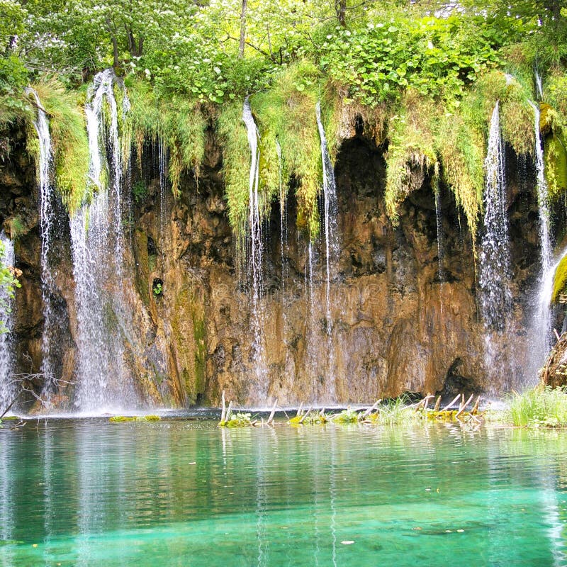 Emerald waterfall stock image. Image of grass, green - 12132251
