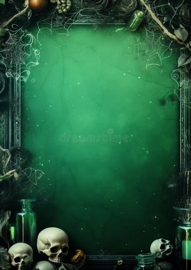 Emerald Witch Potion Halloween Frame Border Stock Illustration ...