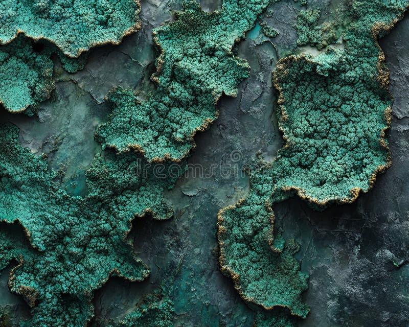 Emeraldgreen Moss Microstructure on Wet Gray Stone Background Stock ...