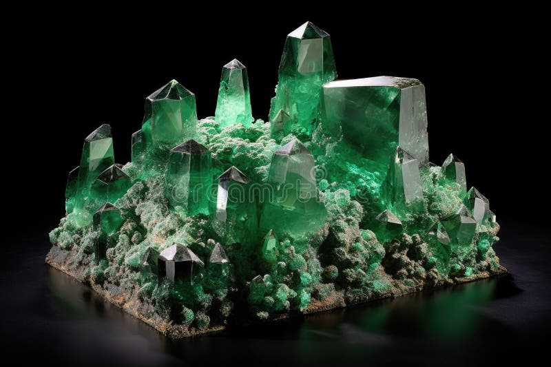 Emeralds Embedded in a Rock Formation Stock Photo - Image of precious ...