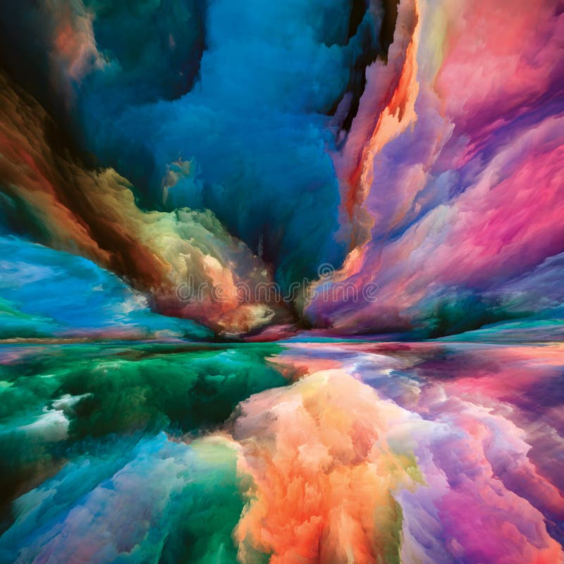 Emergence of Land and Sky stock illustration. Illustration of magic ...