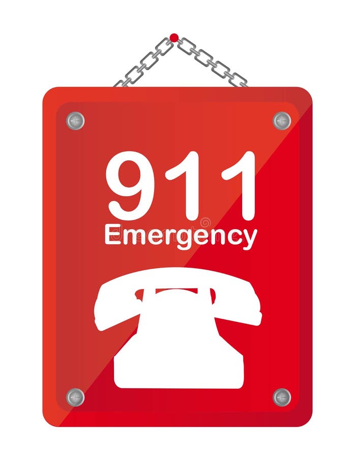 Emergency Call 911 Sign White Background Stock Vector - Illustration of ...