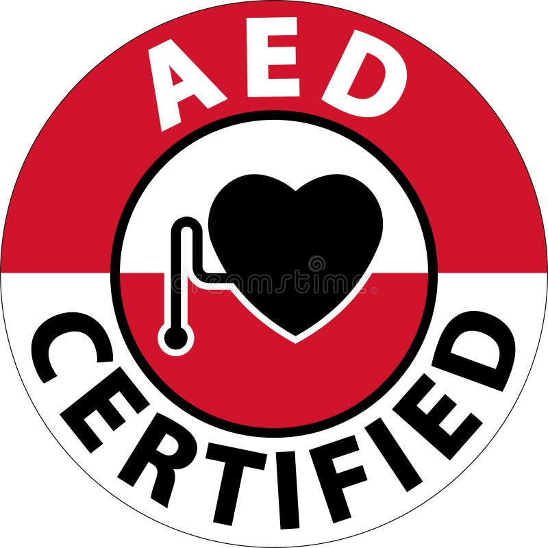 Emergency AED Certified Sign, Heart with AED Stock Vector ...
