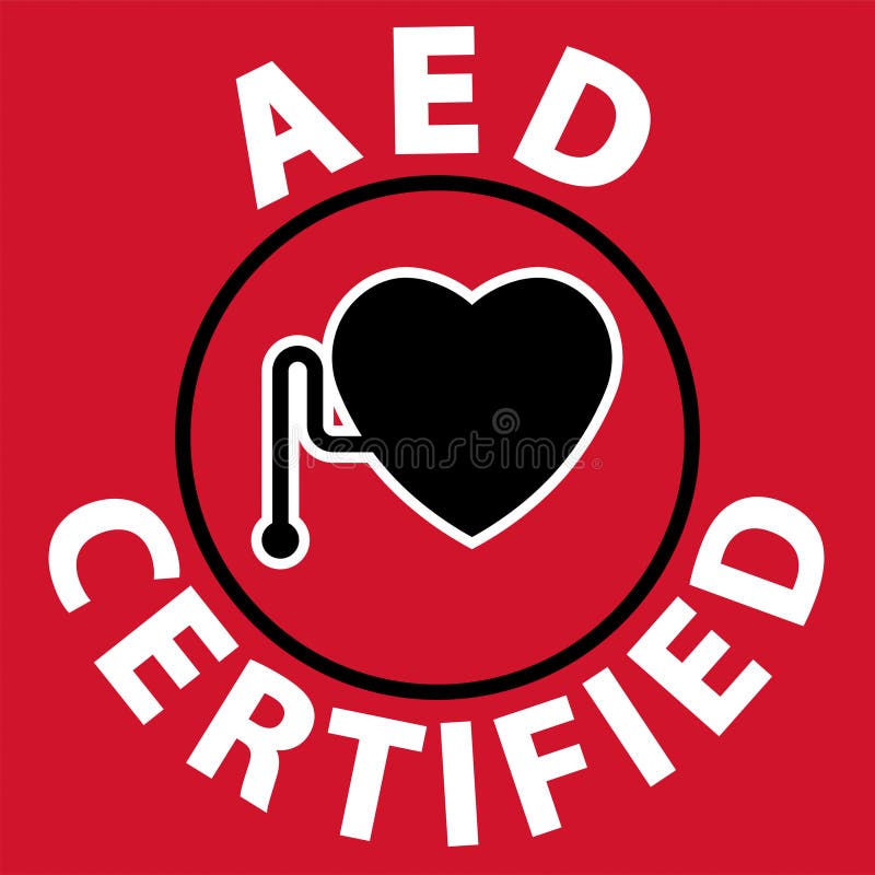 Emergency AED Certified Sign, Heart with AED Stock Vector ...