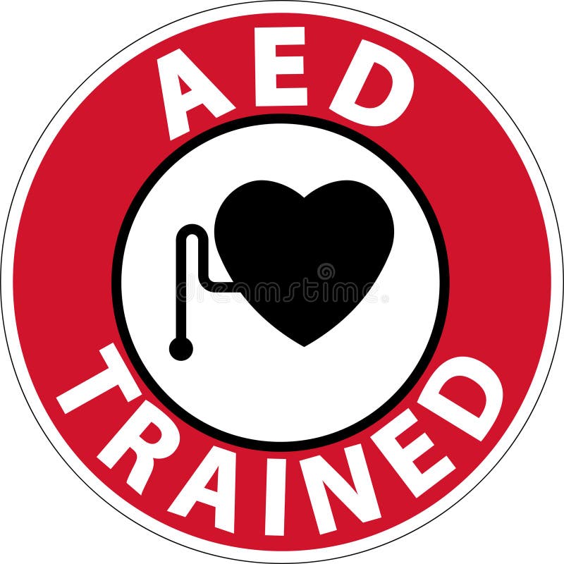 Emergency AED Trained Sign, Heart with AED Stock Vector - Illustration ...