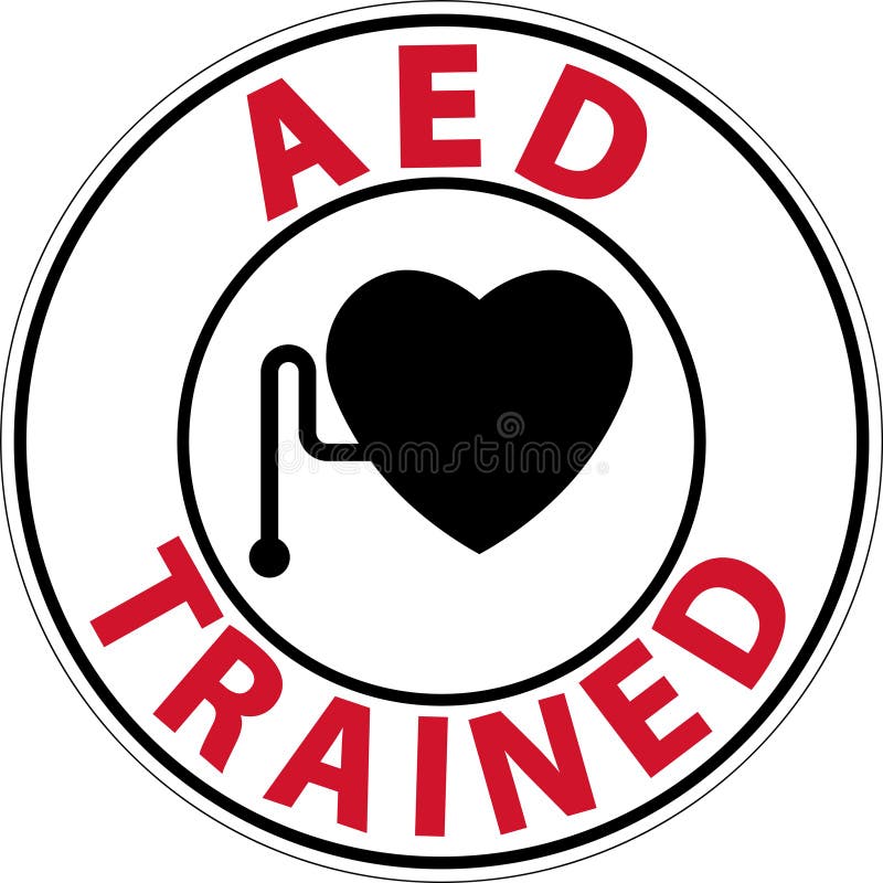 Emergency AED Trained Sign, Heart with AED Stock Vector - Illustration ...