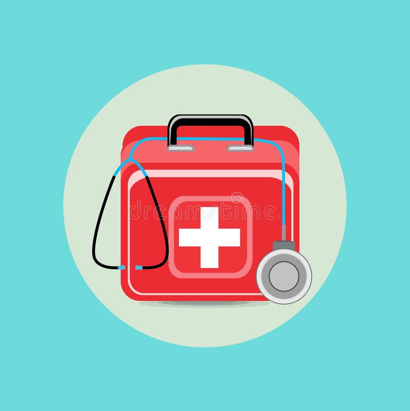 Emergency Aid Case and Stethoscope Flat Design Stock Vector ...