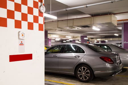 Emergency Alarm Panic Button at Car Park Complex for Security Stock ...