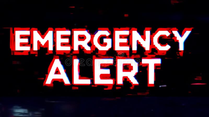 Emergency Alert Text with Glitch Effect on a Dark Background, Suitable ...