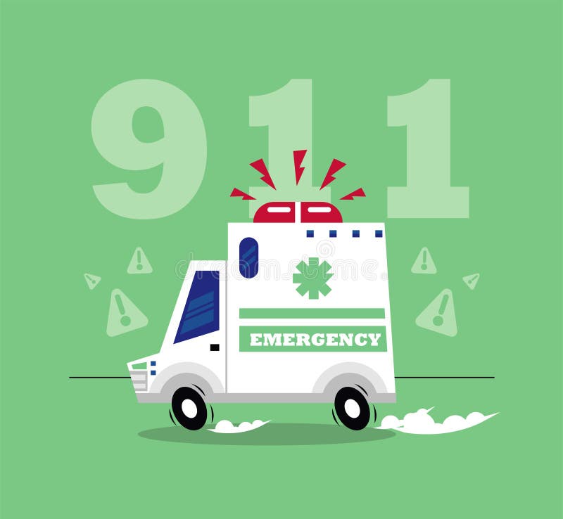911 and Emergency Ambulance Stock Vector - Illustration of ambulance ...