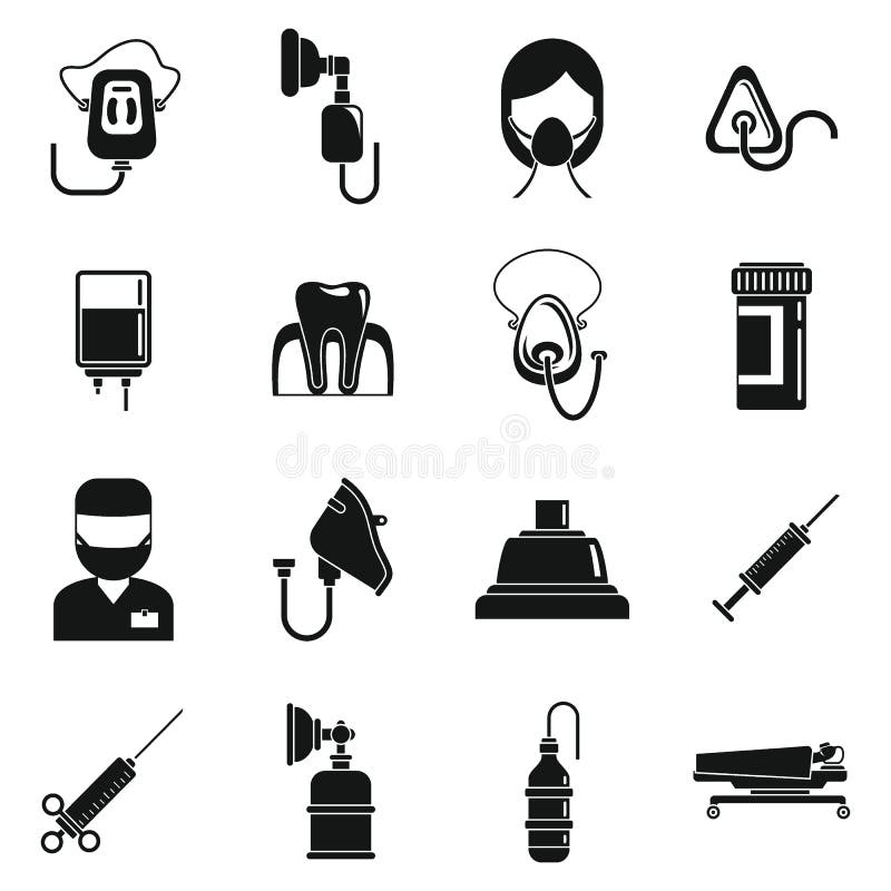 Anesthesia Icons Set Vector Flat Stock Vector - Illustration of analgesia, color: 191774562