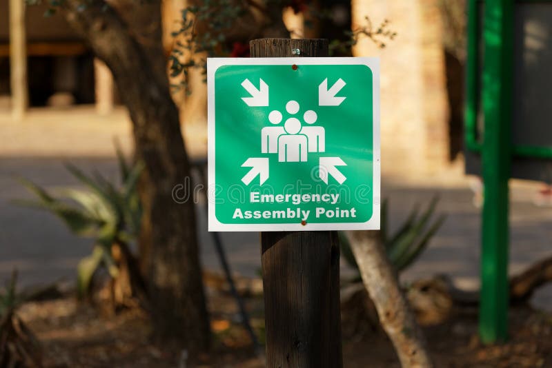 Emergency Assembly Point Sign Stock Photo - Image of emergency, group ...