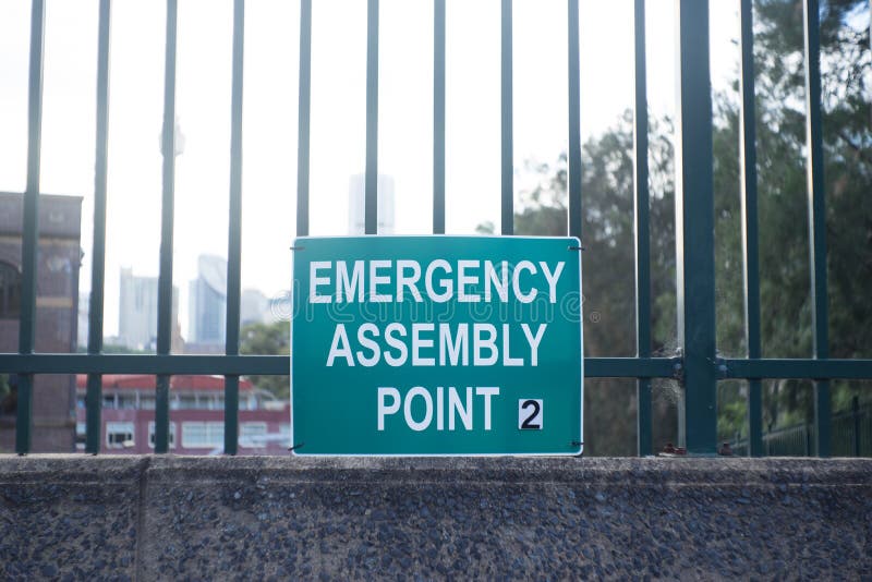 Emergency Assembly Point Sign Stock Image - Image of assessment ...