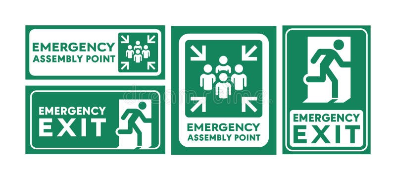 Emergency Assembly Point Sign Stock Vector - Illustration of door ...