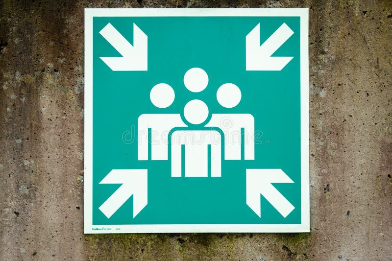 Emergency Assembly Point Sign Stock Photo - Image of place, convergence ...