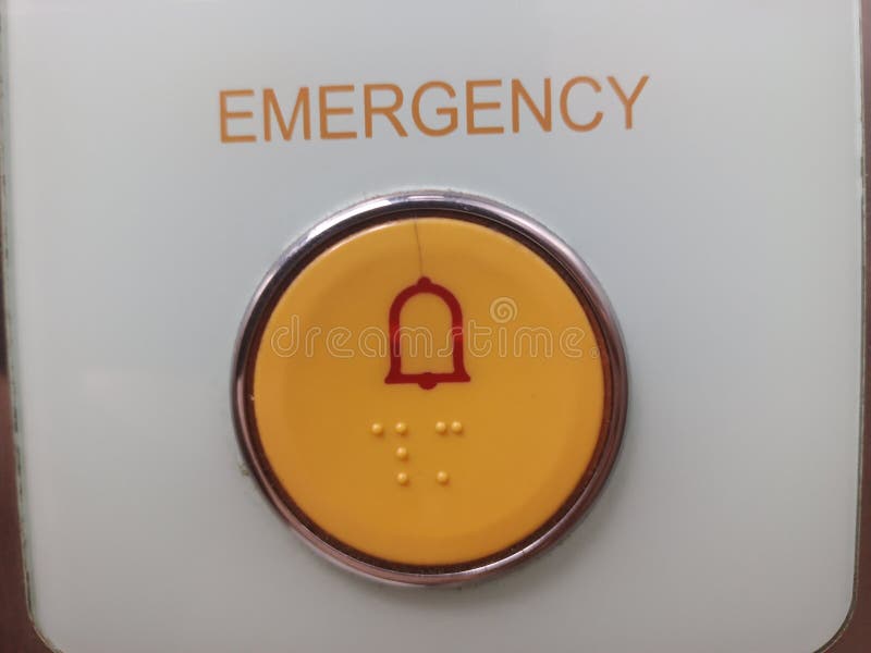 Emergency bell in the lift stock photo. Image of label - 253280728