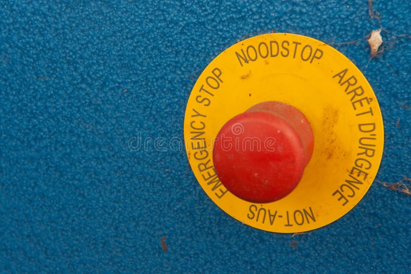 The Red Emergency Button or Stop Button for Hand Press. STOP Button for ...