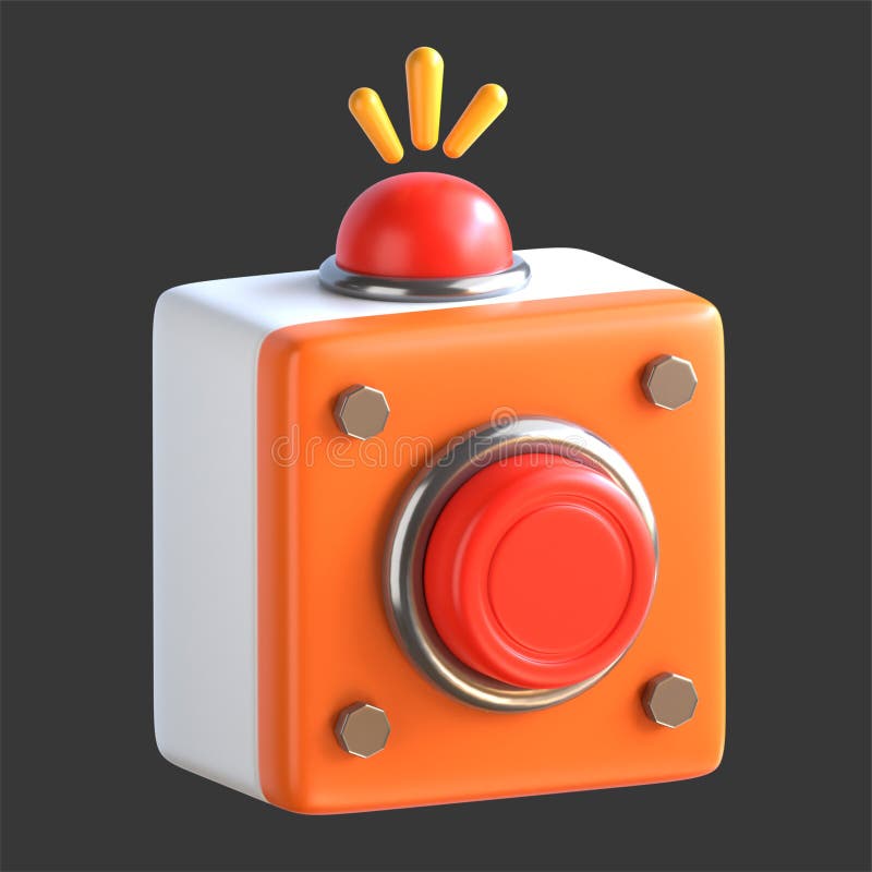 Emergency Button 3D Icon stock illustration. Illustration of awareness ...