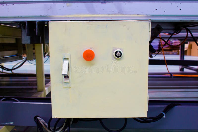 Emergency Button on the Door of Control Box Stock Image - Image of stop ...