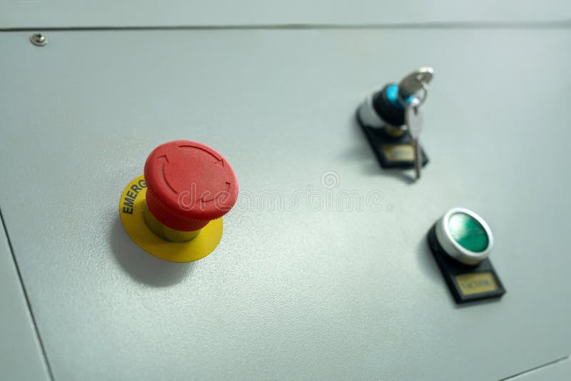Emergency Button On Machine Stock Photo - Image of factory, technology ...