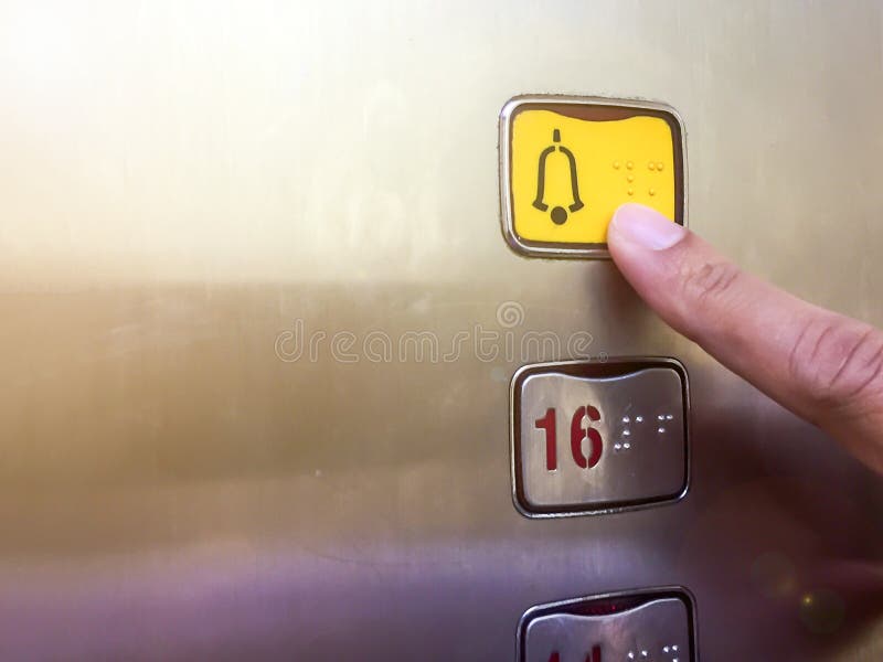 The Emergency Button in the Lift is Being Pressed by a Man`s Hand in an ...