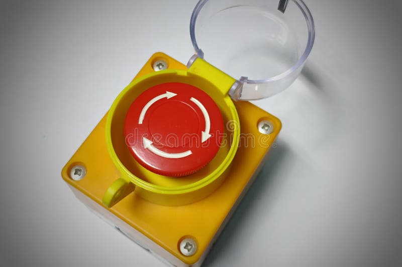 An Emergency Button with a Yellow Box and a Red Button Stock Image ...