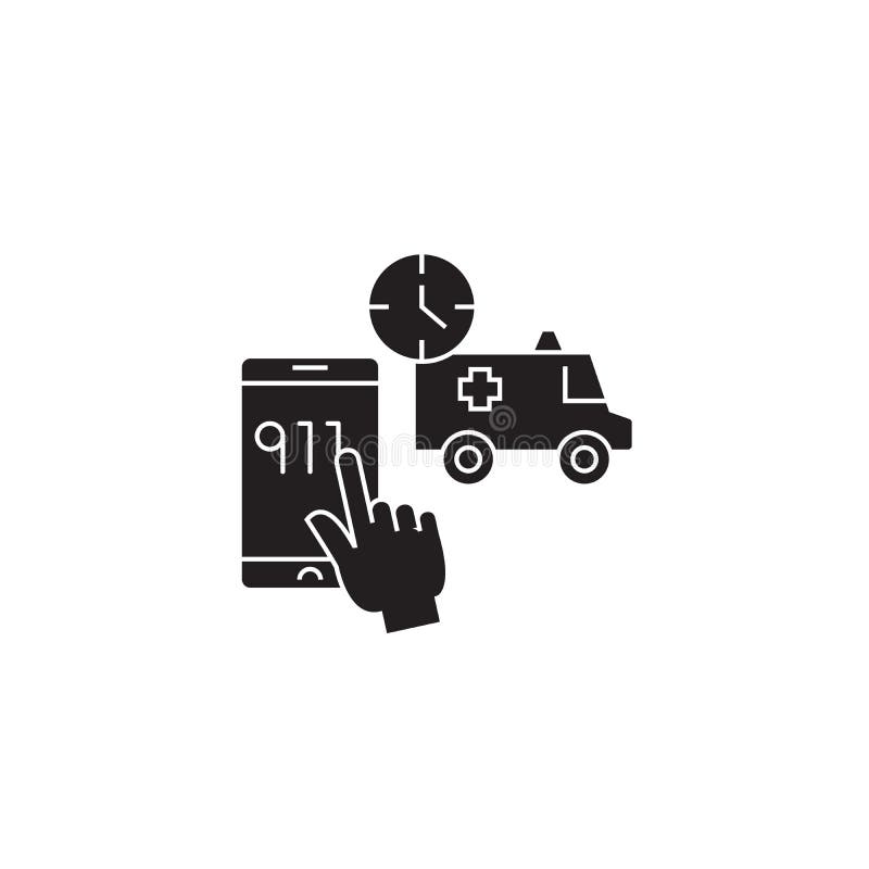Emergency Call Black Vector Concept Icon. Emergency Call Flat ...