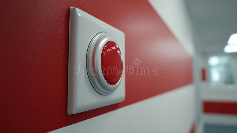 Emergency Call Button Mounted on Red and White Striped Wall in a ...