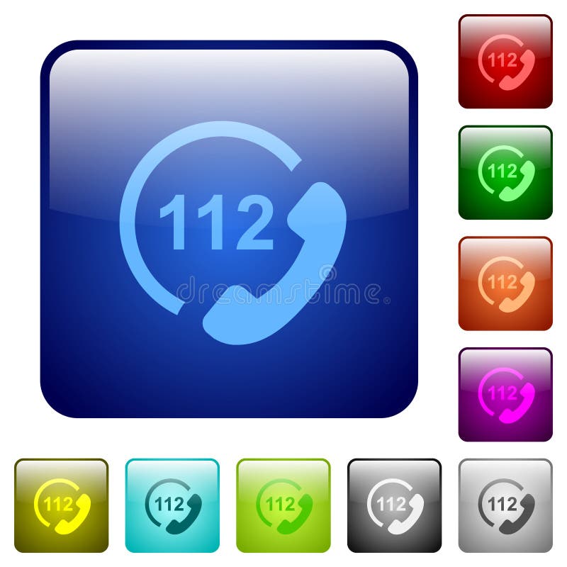 Emergency Call 112 Color Square Buttons Stock Vector - Illustration of ...