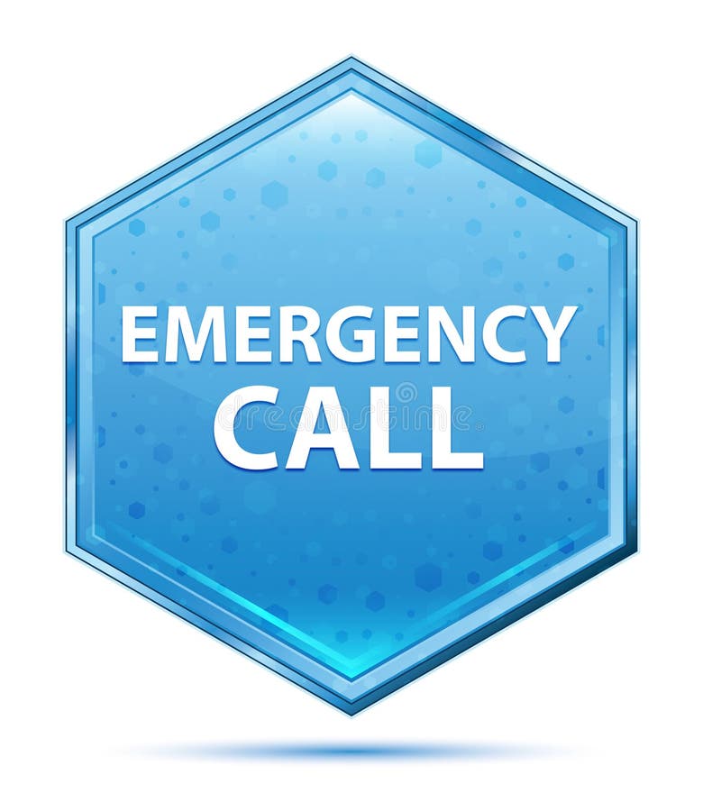 Emergency Call Crystal Blue Hexagon Button Stock Illustration ...