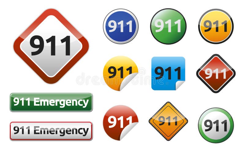 Emergency Call 911 Sign White Background Stock Vector - Illustration of ...